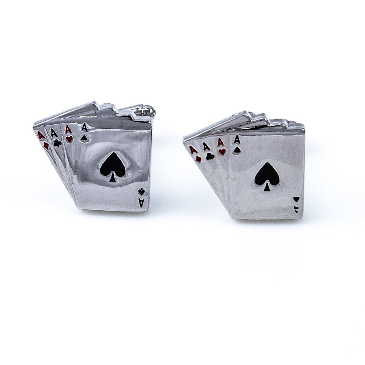 MRCUFF Casino Gambler Card Poker Player Roulette Craps Dice Aces 4 Pairs Cufflinks in Presentation Gift Box & Polishing Cloth