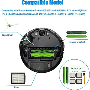 Replacement Filters Compatible with iRobot Roomba e, i, & j Series E5(5150) E6(6198) i3(3150) i3+(3550) i4(4150) i4+ i6 i6+(6550) i7(7150) i7+(7550) j7(7150) j7+(7550) Plus Robot Vacuums-6Pack