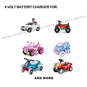 6V Charger for 6V Kids Ride On Car,7V0.8A for 6 Volt Battery Charger for Kid Trax Disney Princesse Toddler Quad Disney’s Frozen Minnie Kid trax Moto ATV Audi R8 Spyder BMW X6 i8 Avigo Mini ATV GMC