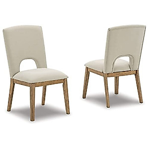 Signature Design by Ashley Dakmore Dining Upholstered Side Chair, 2 Count, Light Brown & Beige