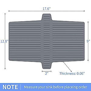 Bligli Silicone Sink Divider Mat, Large Durable Sink Saddle Pad with No Suction Cup, Kitchen Divided Sink Protector Mat for Glassware Dishes, Easy to Clean and No Smell, 12.8" x 17.6" (Grey,1 PACK)