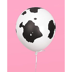 xo, Fetti Pink and Black Cow Print Latex Balloons - 25 pk, 12" | Bachelorette Party Decorations, Last Rodeo, Bridal Shower, Brides Last Ride Theme, Western Party, Pink Baby Shower, Cowgirl Birthday