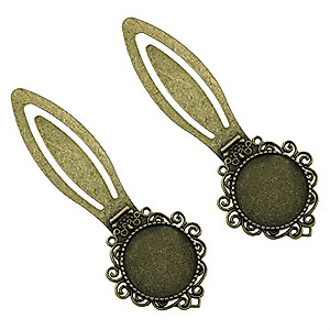 HJGarden 5PCS Retro Round Cabochons Bookmarker Blank Bases Trays Bookmark Pendant Trays Round Metal Gem Bookmark Cabochon for DIY Jewelry Making and Book Marker Making, Bronze