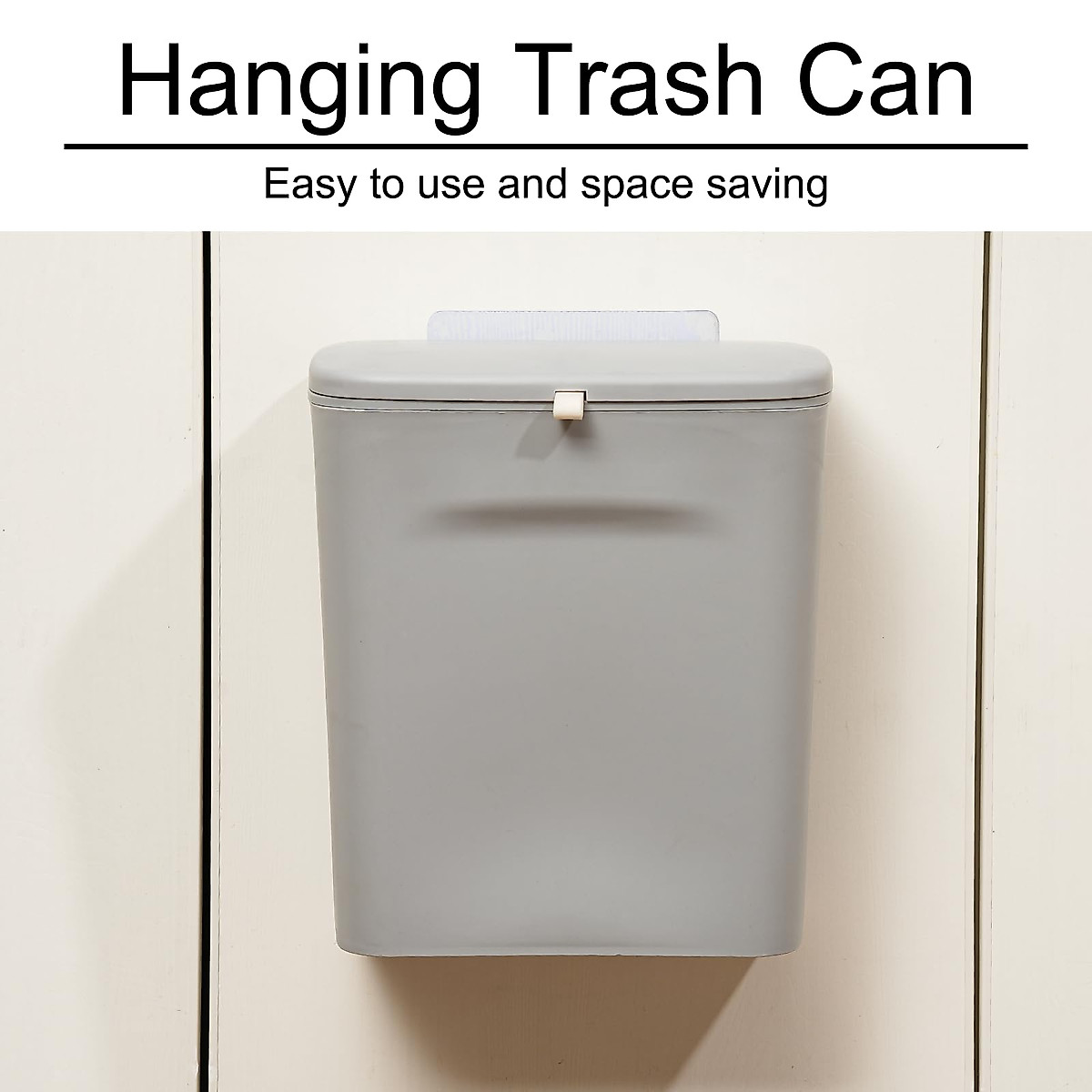 Cq acrylic 2.4 Gallon Kitchen Compost Bin for Counter Top or Under Sink,Hanging Kitchen Trash Can,Plastic Wall Mounted Garbage Can,Small Kitchen Waste Basket,Food Waste Bin for Countertop,Grey