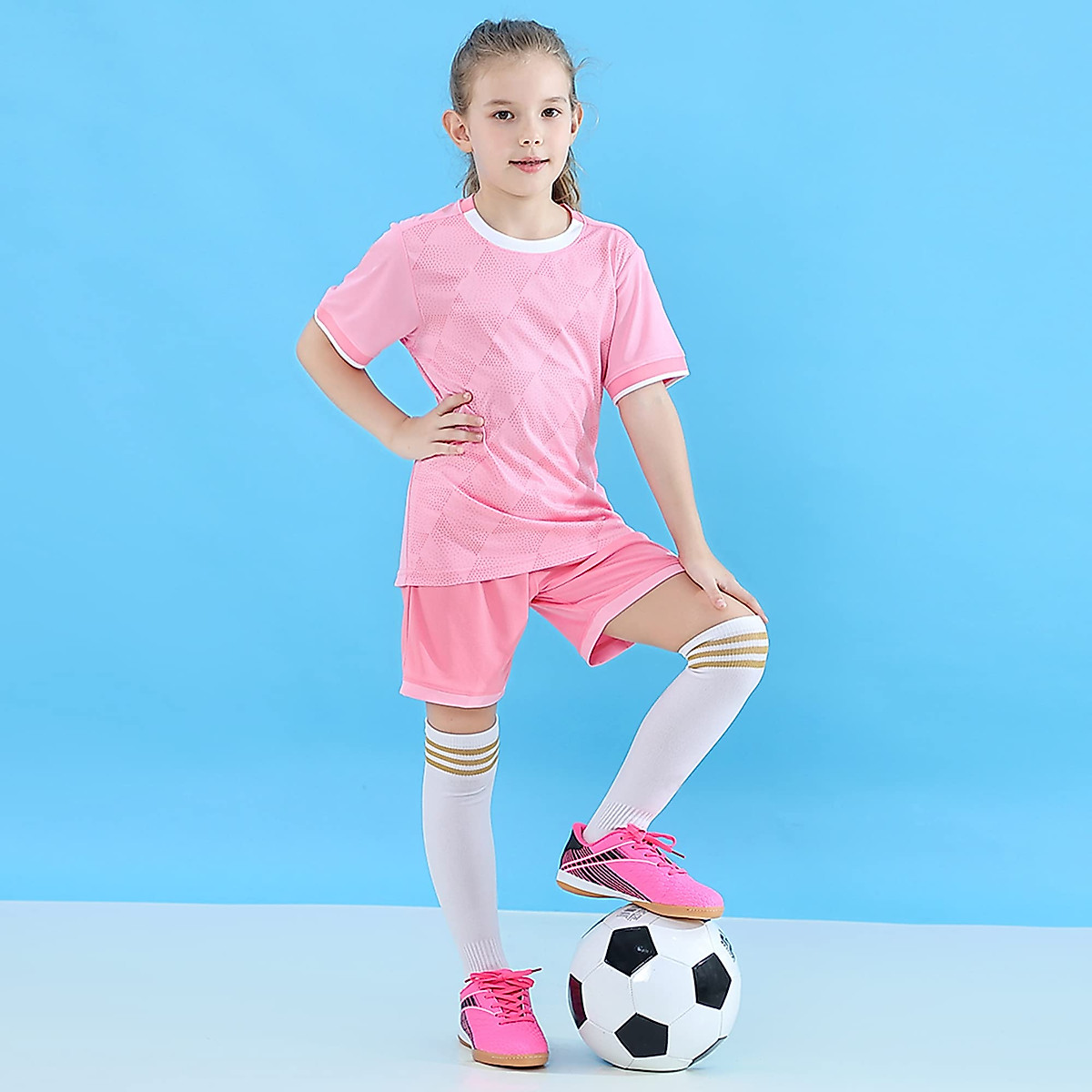 Hawkwell Kids Athletic Indoor Comfortable Soccer Shoes(Toddler/Little Kid/Big Kid), Pink PU, 3.5 M US