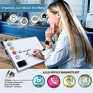 Dry Erase White Board for Desk & Wall,12"X16" Large Magnetic Desktop Whiteboard with Stand, 8 Markers, 4 Magnets,1 Eraser, Double-Sided Portable Whiteboard Easel for Office, Students Memo to Do List