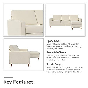 DHP Liah Reversible Sectional Sofa with Pocket Spring Cushions, Ivory