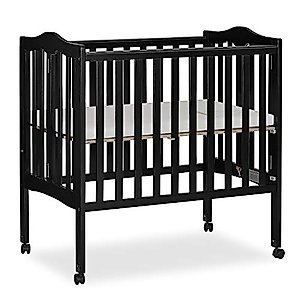 Dream On Me 2-in-1 Lightweight Folding Portable Stationary Side Crib in Black, Greenguard Gold Certified 40x26x38 Inch (Pack of 1)