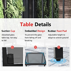 FDW 3 Pieces Patio Furniture Set, Outdoor Garden Patio Conversation Sets with Glass Top Table & 2 Lawn Chairs Outdoor Bistro Set, for Backyard Lawn Porch Garden Poolside Balcony