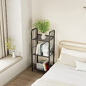 Azheruol Bookshelf Storage Shelf Bookcase Freestanding Storage Stand for Living Room, Bedroom, Kitchen, Rust Resistance, Easy Assemblyl Free Combination Multi-Functional Organizer (3 Tiers, Black)