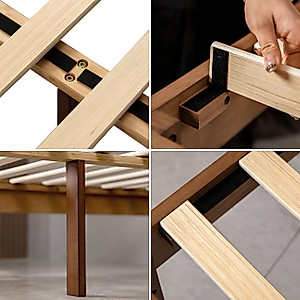 GTNSAFP 14 Inch Bamboo Wood Platform Bed Frame/Wood Slat Support/No Box Spring Needed/Easy Assembly,Coffee, Queen