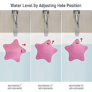 Bathtub Overflow Drain Cover, Bath Accessories, Soak Bath Overflow Drain Cover, Silicone Bath Tub Drain Plug with 5 Suction Cups, Adds Inches of Water for Deeper Bath, Tub Overflow Drain Stopper(Pink)