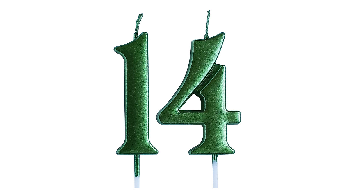 Green 14th Birthday Candle - Perfect for Birthday Parties