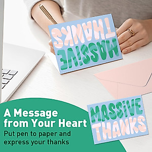 S&O Thank You Cards with Envelopes - Blank Thank You Cards for Handwritten Messages - Thank You Notes with Envelopes Set of 24 - Assorted Thank You Cards for Teachers with Color Envelopes to Mix & Match