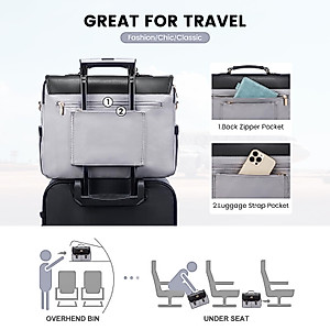 LOVEVOOK Laptop Bag for Women, 15.6 inch Large Capacity Computer Briefcase Sleeve Case, Messenger Shoulder Bag Office Business Work Purse Tote Bags for Women Travel Gifts, Black-grey