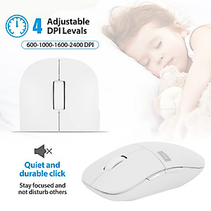 Wireless Keyboard and Mouse Combo, KM01R 2.4G Wireless Rechargeable Keyboard, 4 DPI Adjustable Cordless USB Keyboard and Mouse Set for Computer,Laptop,Windows,Mac (White)