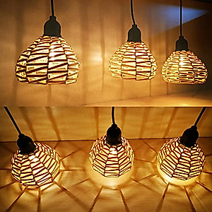 3 Pack Outdoor Battery Operated Chandelier, Small Hanging Rattan Pendant Lights with Remote Control Timer, Warm White Waterproof Lamps for Gazebo Yard Porch Patio Garden Backyard Decor, ALL FORTUNE