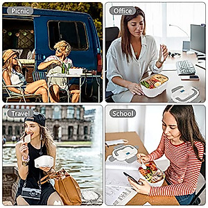CTSZOOM Heated Lunch Boxes for Adults, 60W Electric Lunch Box Food Heater 3 in 1 for Work Home Truck and Car Leak Proof, 1.5L Removable Stainless Steel Container, 110V/12V/24V Gray