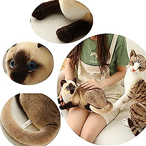 GUDVES Siamese Cat Stuffed Animal, Shorthair Cat Realistic Plush Cat Stuffed Toys, Gift for Kids 12inches (A)