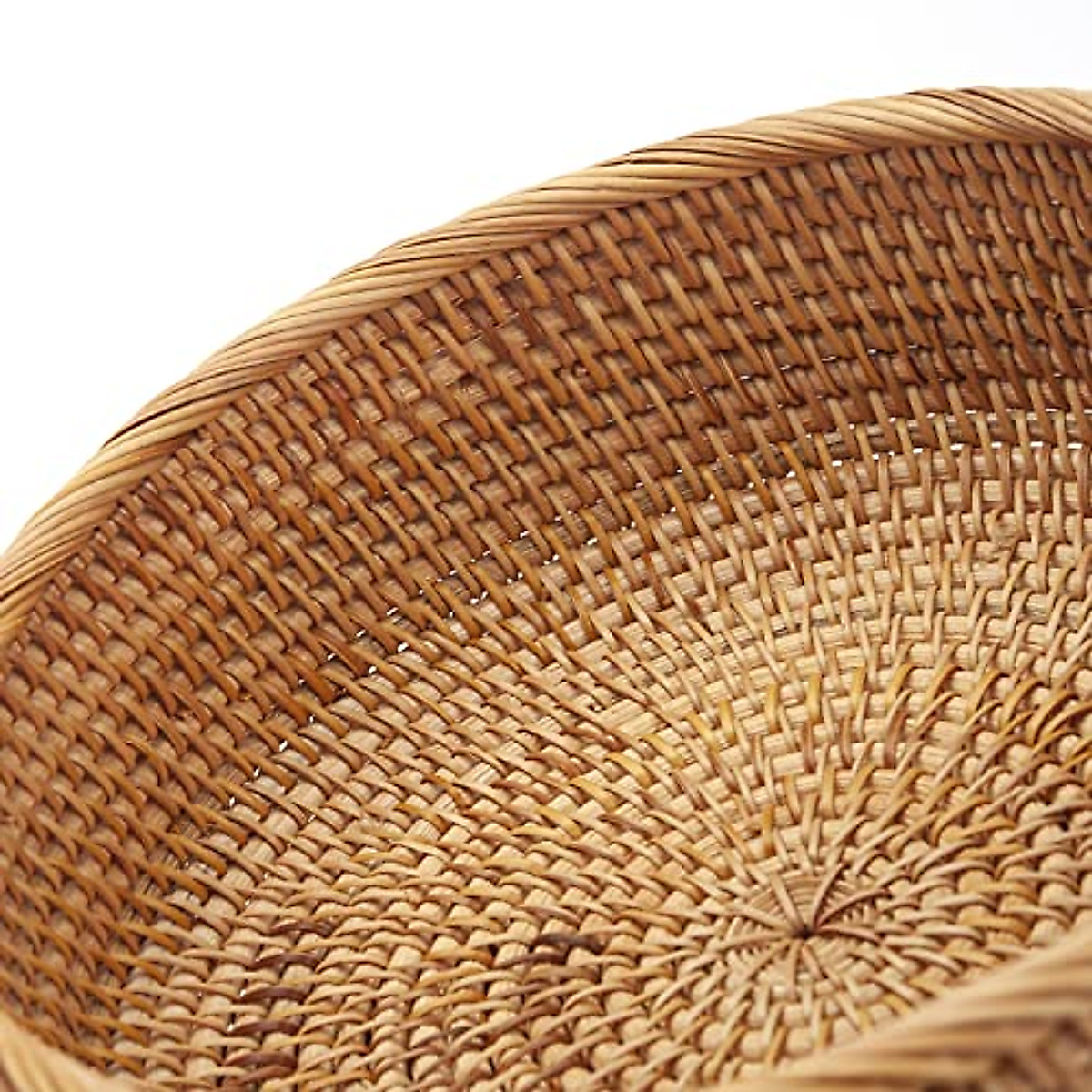 Round Rattan Fruit Baskets Woven Storage Bowls Key Holder Stackable for Shelf Kitchen Tabletop Natural Set of 3