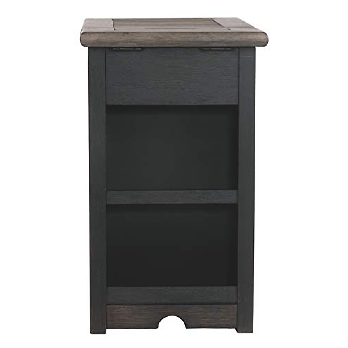 Signature Design by Ashley Tyler Creek Rustic Chair Side End Table with Pull-Out Tray & USB Ports, Brown