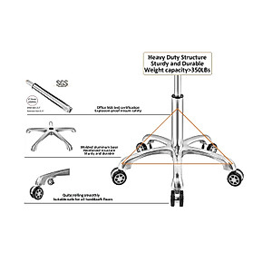 Nazalus Rolling Stool Task Chair Drafting Adjustable with Wheels and Backrest Heavy Duty for Office Kitchen Medical Dentist Shop Lab and Home(Without Footrest)