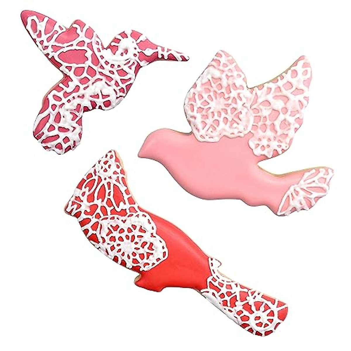 R & M International 2024 Bird Cardinal, Hummingbird, and Dove, 3-Piece Cookie Cutter Set, Silver