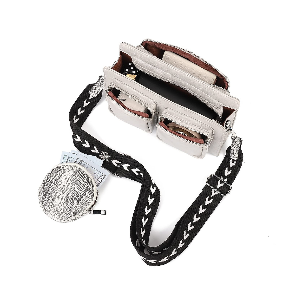 Small Crossbody Bag Leather Shoulder Bag for Women Stylish Designer Purses Retro Wallet Handbags with Coin Purse