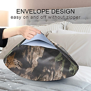 AUUXVA Satin Pillowcase for Hair and Skin Forest Tree Camouflage Pillow Cases Soft Pillow Cover Polyeaster Pillowcases with Envelope Closure Standard Size 20x26in