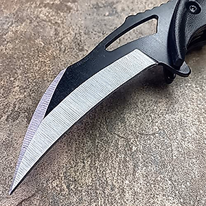 Spring Assisted Open Folding Double Blade Dual Twin 3 Colors Pocket Knife Tactical Belt Clip Black Gold Rainbow Knives Great Gift (Black)