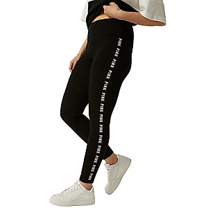 Victoria's Secret Pink Cotton High Waist Leggings, Black White, Large