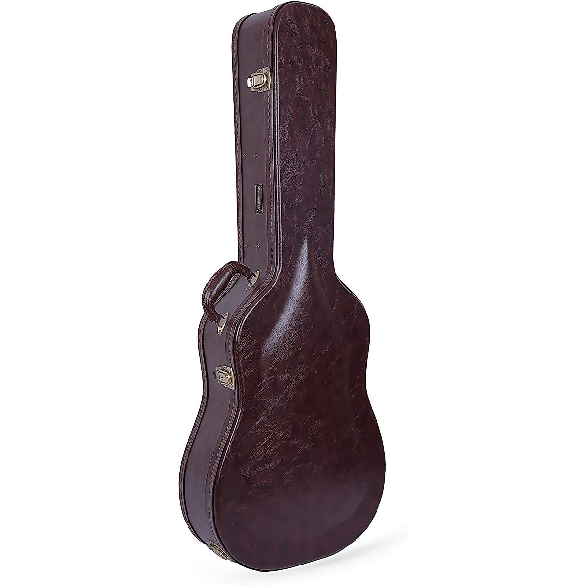 Crossrock Case - Hard-Shell Wooden Guitar Case - Fits 12-Strong Dreadnought Classical Nylon String Acoustic Guitars - Stainless Steel Latches, Sponge Lining, Metal Feet, Storage Space - Vintage Brown