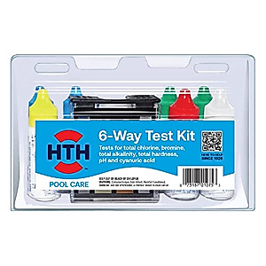 HTH Pool Care 6-Way Test Kit, Swimming Pool Water Chemical Tester, 100 Tests