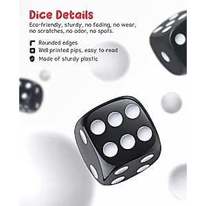 JoyCat 16mm 6 Sided Dice Set Standard Game Dice Kids for Board Games Dice Games Math Dice for Classroom with Storage Bucket 10 Colors (50, Opaque)