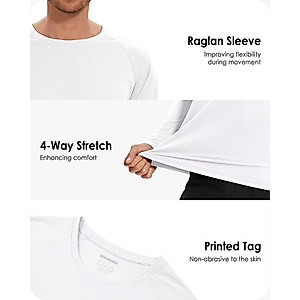 Boladeci Rash Guard for Men SPF Shirts Long Sleeve Lightweight UPF 50+ Sun Protection Swim Shirts Quick Dry UV Surf Water Running Fishing Tee T-Shirts White