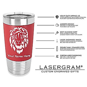 LaserGram 20oz Vacuum Insulated Tumbler Mug, Cobra Snake, Personalized Engraving Included (Silicone Grip, Red)