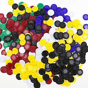 Darovly 600Pcs Plastic Poker Mini Chips in 6 Colors Bulk Poker Card Game Chips for Game Play Learning Math Counting Kids Teaching Rewards（2.2CM in Diameter）