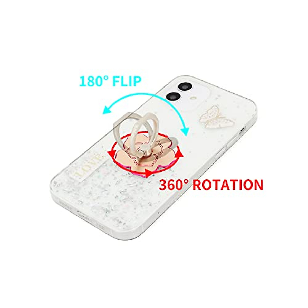 LaMignonne Cell Phone Ring Holder Metal Finger Grip 360° Rotation Kickstand Universal Phone Grip Compatible with All Smartphones (Gold)