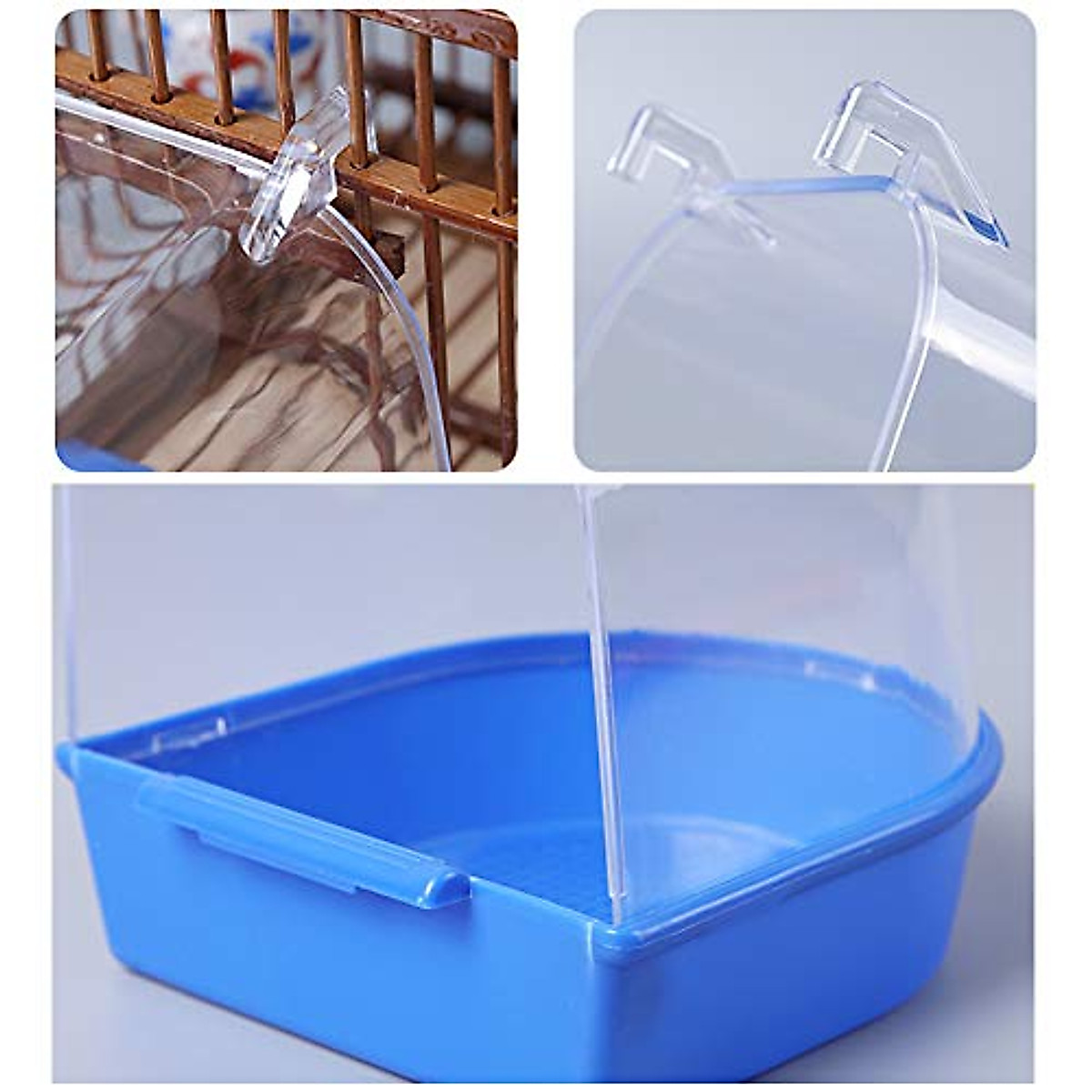 YJJKJ Caged Bird Bath Bird Cage Parrot Supplies Bathing Tub for Small Brids Canary Budgerigar Cockatiel Lovebird（Random Color）