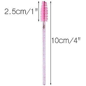 G2PLUS 300PCS Crystal Eyelash Brushes, Pink Disposable Mascara Wands Makeup Applicator, Adjustable Lash Spoolies for Eyelash Extensions and Eyebrow Brush