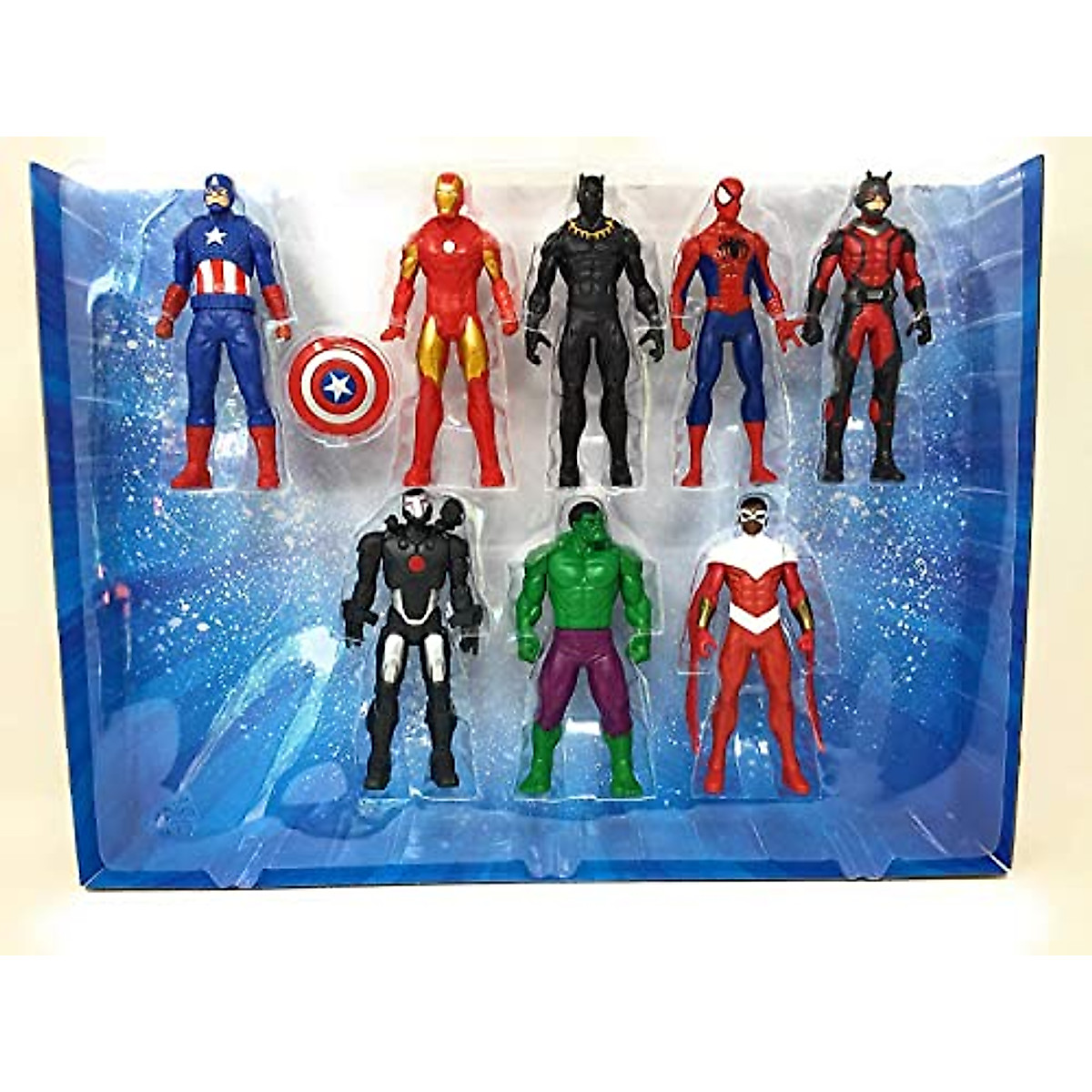 Marvel Avengers Action Figures - Iron Man, Hulk, Black Panther, Captain America, Spider Man, Ant Man, War Machine & Falcon! (8)