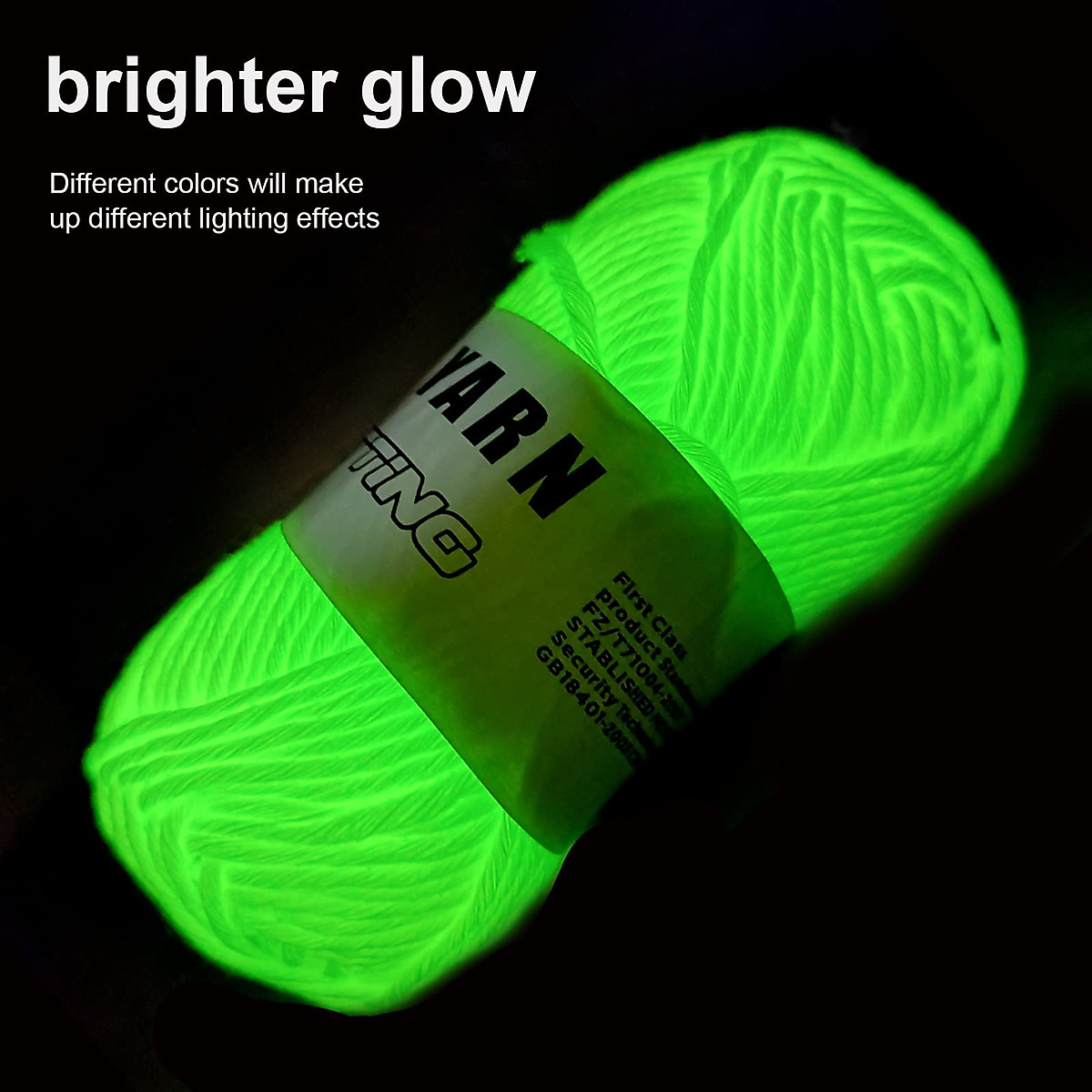 4 Pcs Glow in The Dark Yarn, Sewing Supplies,(55yd 50m) for Crocheting for DIY Arts, Crafts & Sewing Beginners Glow in The Dark Party (White Lemon Yellow Light Blue Light Green Green)