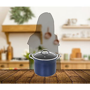 CONCORD Sapphire Nonstick 7 Quart Stock Pot Cookware Set (Induction Compatible) Blue