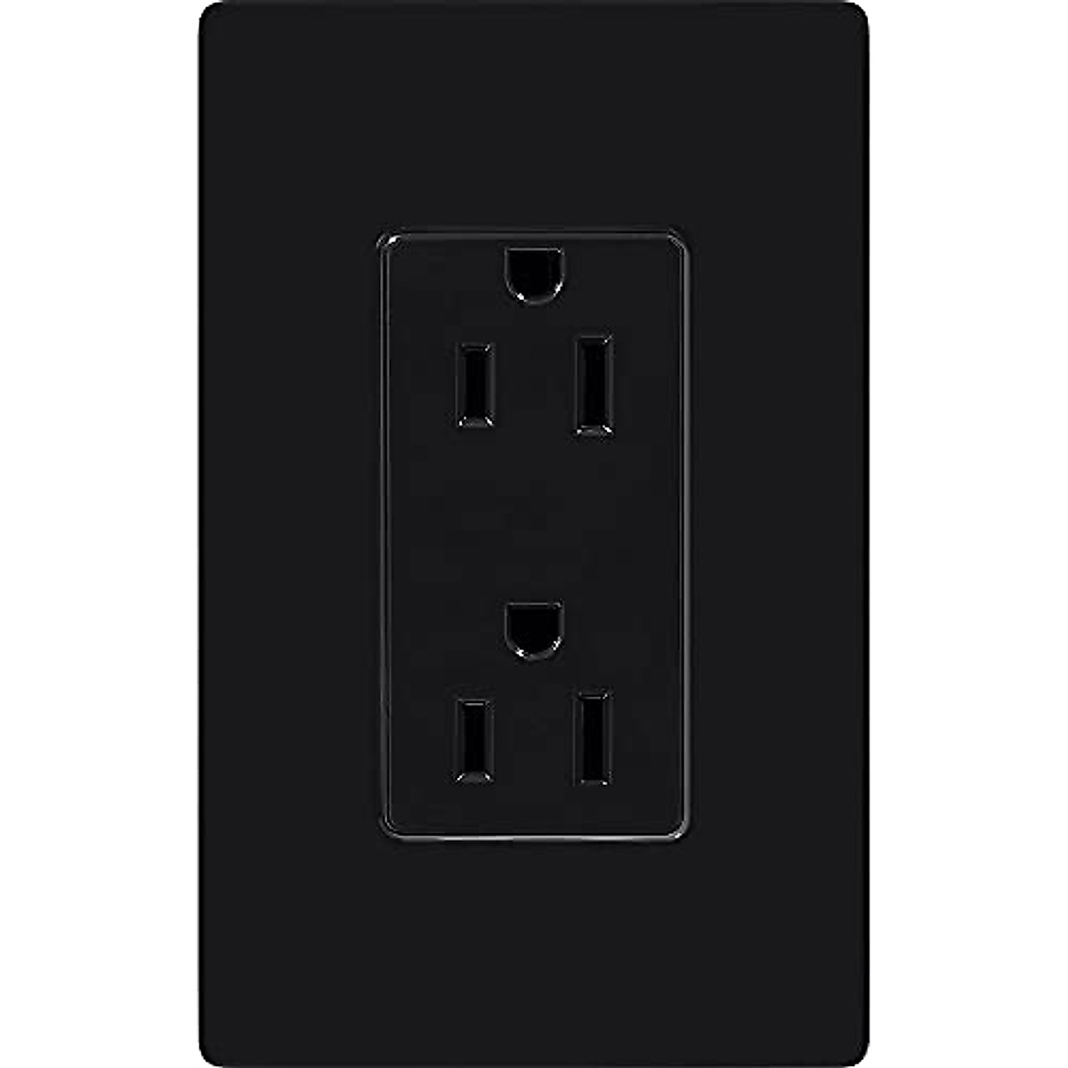 Lutron Claro 15 Amp Duplex Outlet, Black, with 1-Gang Wallplate