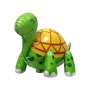 chrox Turtle Balloons - Decorative Turtle Cute Balloon | Inflatable Foil Turtles Walking Balloons | Turtle Themed Decorations | Large Smiling Sea Turtle Balloon For Animal Zoo Theme Baby Shower
