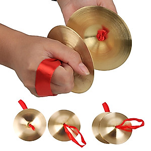 9cm Diameter Small Brass Hand Cymbal Gong Band Rhythm Percussion Musical Parts Pack of 2