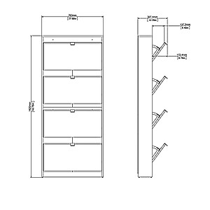 Pemberly Row Modern 4 Drawer Shoe Cabinet, 12-Pair Shoe Rack Storage Organizer in White