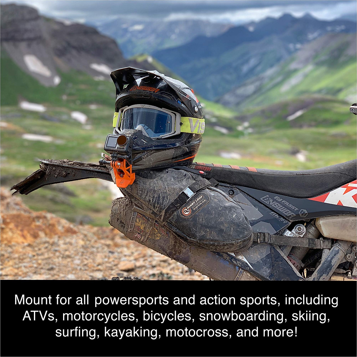 Dango Design Gripper Mount - Universal Clamp Mount for Action Cameras, Use as a Mount on Motorcycle, Powersports Helmets & More - Stealth Black