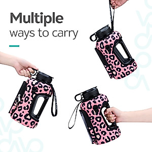 Venture Pal Large 64 oz/Half Gallon Motivational Water Bottle with Storage Sleeve - BPA Free Water Jug with Handle and Adjustable Strap - Comes with a Complimentary Cleaning Brush and Straw Brush