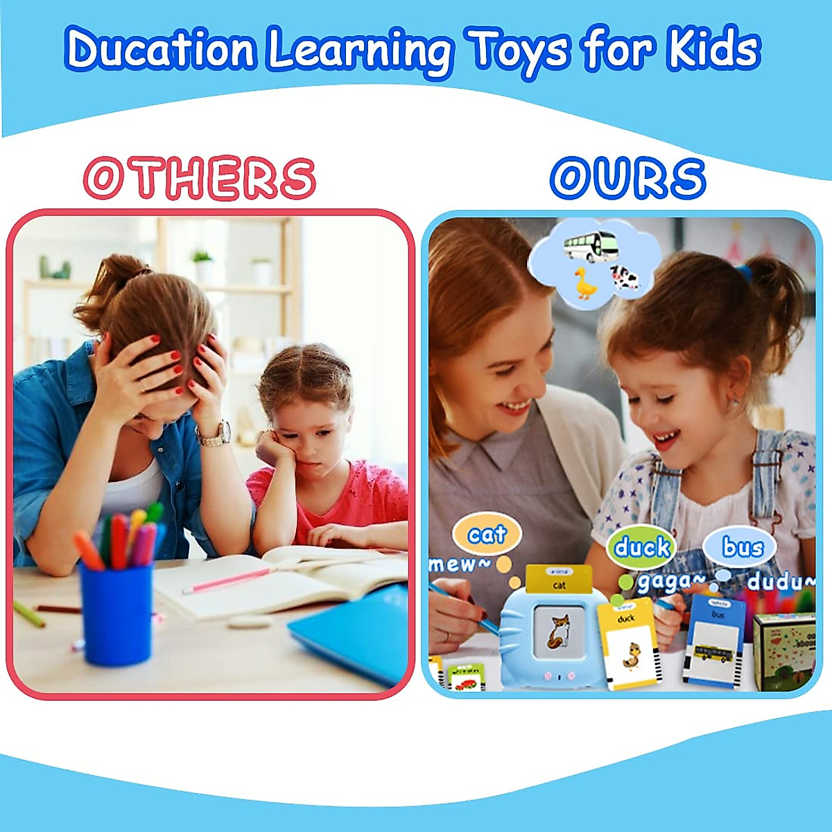 JUNQIU Flash Cards Educational Toys for Toddlers 2 3 4 5 6 Year Old, Toddler Learning Toys for Girls Boys Gifts